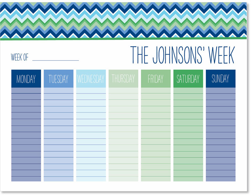 Weekly Calendar Pads by iDesign - Chevron Blue: More Than Paper