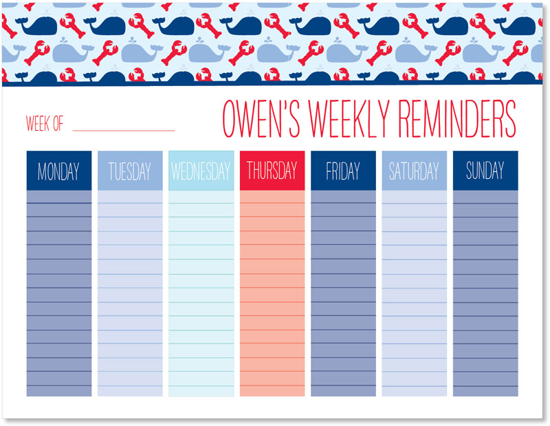 Weekly Calendar Pads by iDesign - Whales & Lobsters Nautical: More Than ...