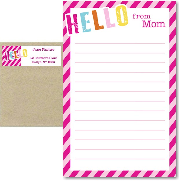 Camp Notepad & Label Sets by Three Bees (Diagonal Stripe Pink Mom ...