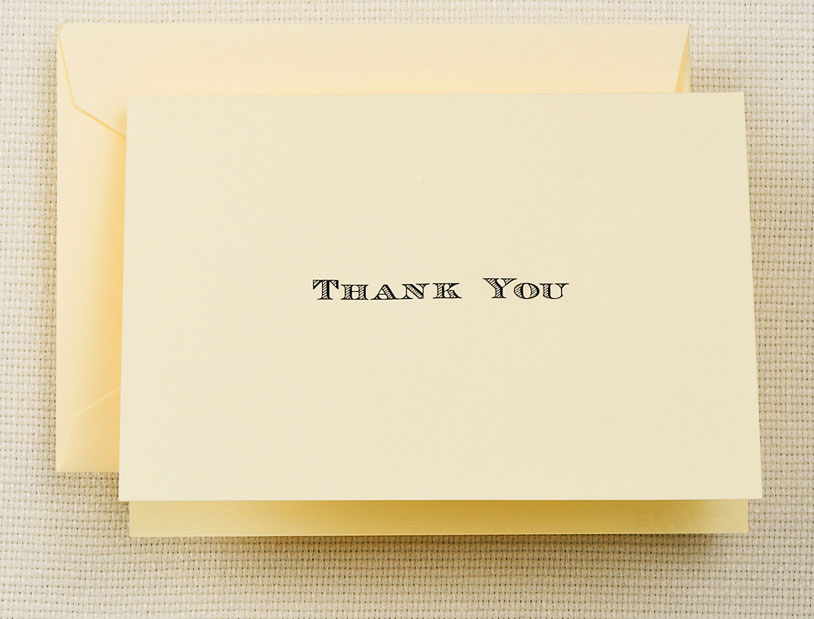 Boxed Stationery Sets by Crane - Black Hand Engraved Thank You Note ...
