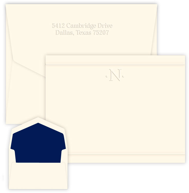 One-Initial Blind Embossed Correspondence Cards by Embossed Graphics ...