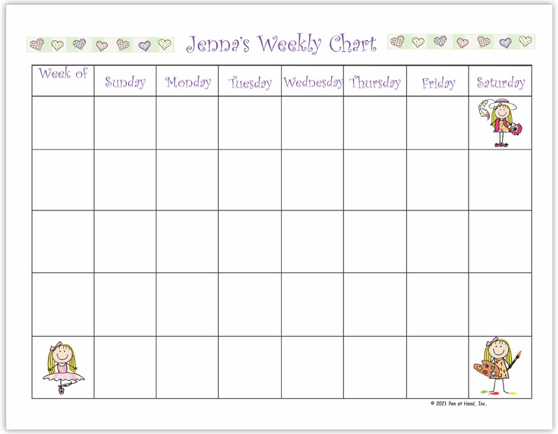Pen At Hand Stick Figures - Jumbo Weekly Planner Pad (Full Color Girl ...